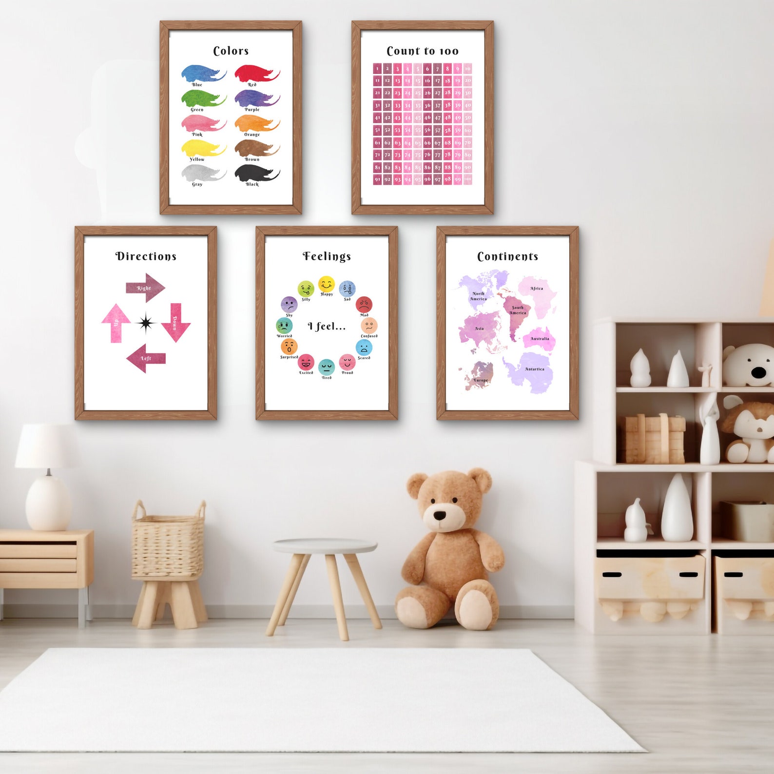 Pink Educational Posters: Alphabet, Numbers, Homeschool Prints (digital ...