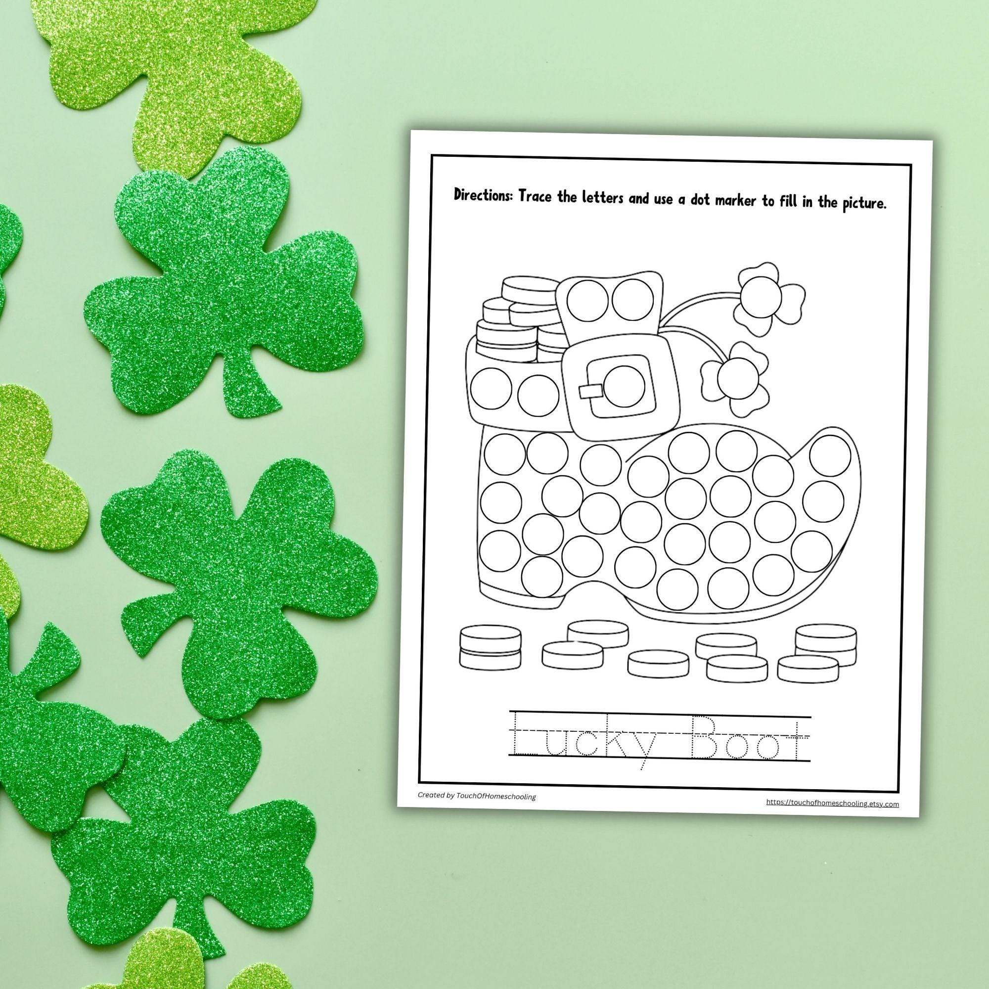 St. Patrick's Day Printable Dot Marker Worksheets for Kids, Saint ...