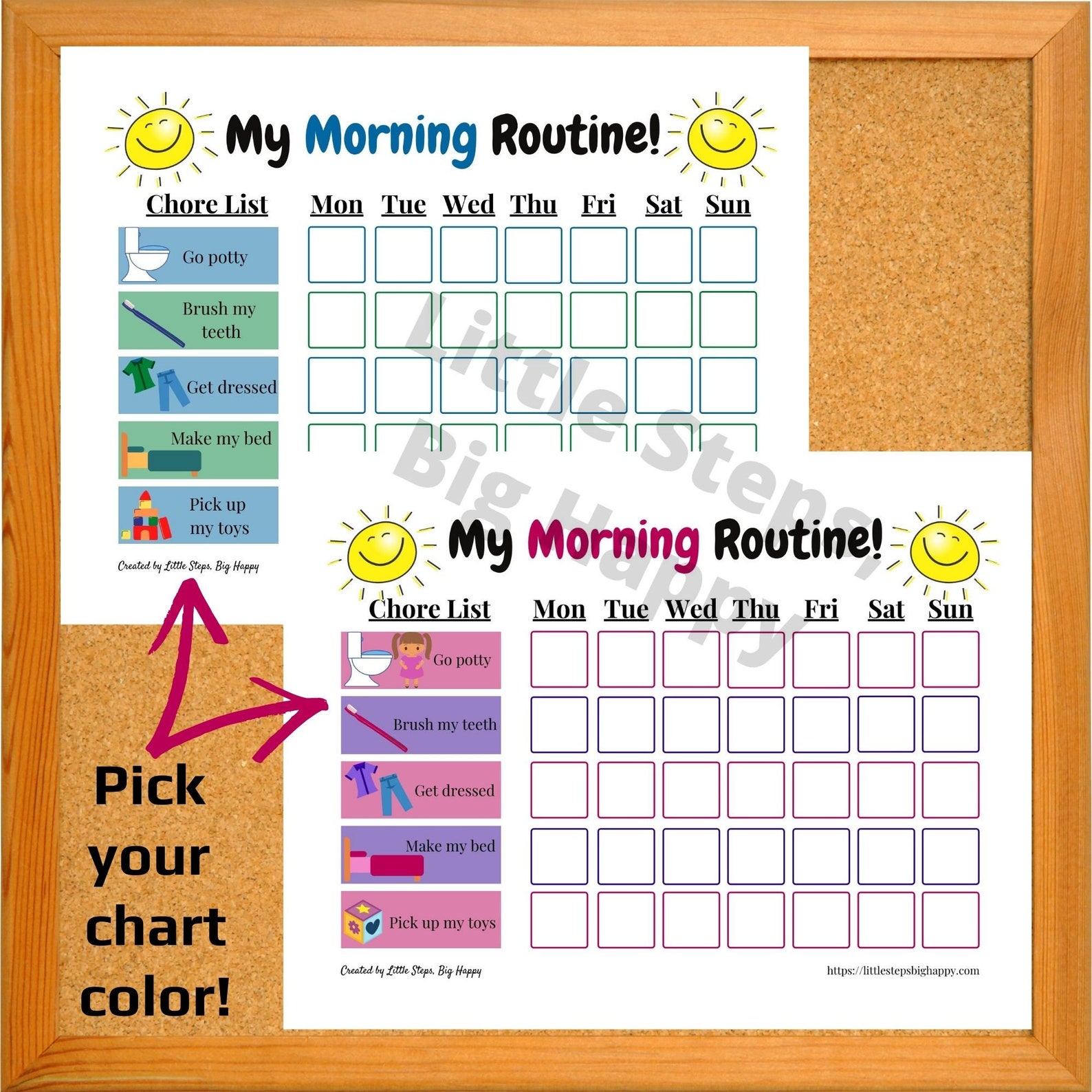 Customizable Printable Morning Routine Chart for Kids | Chore List W ...