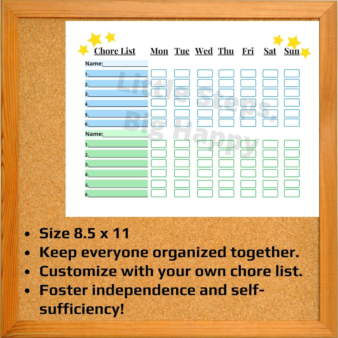 Weekly Chore Chart for 2 Kids | Printable Chore List | Multiple Kids ...