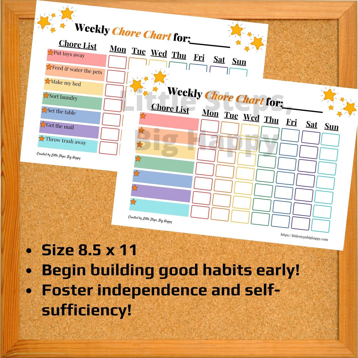 Weekly Chore Chart Ages 3-4 | Chore Chart for Kids | Printable Chore ...