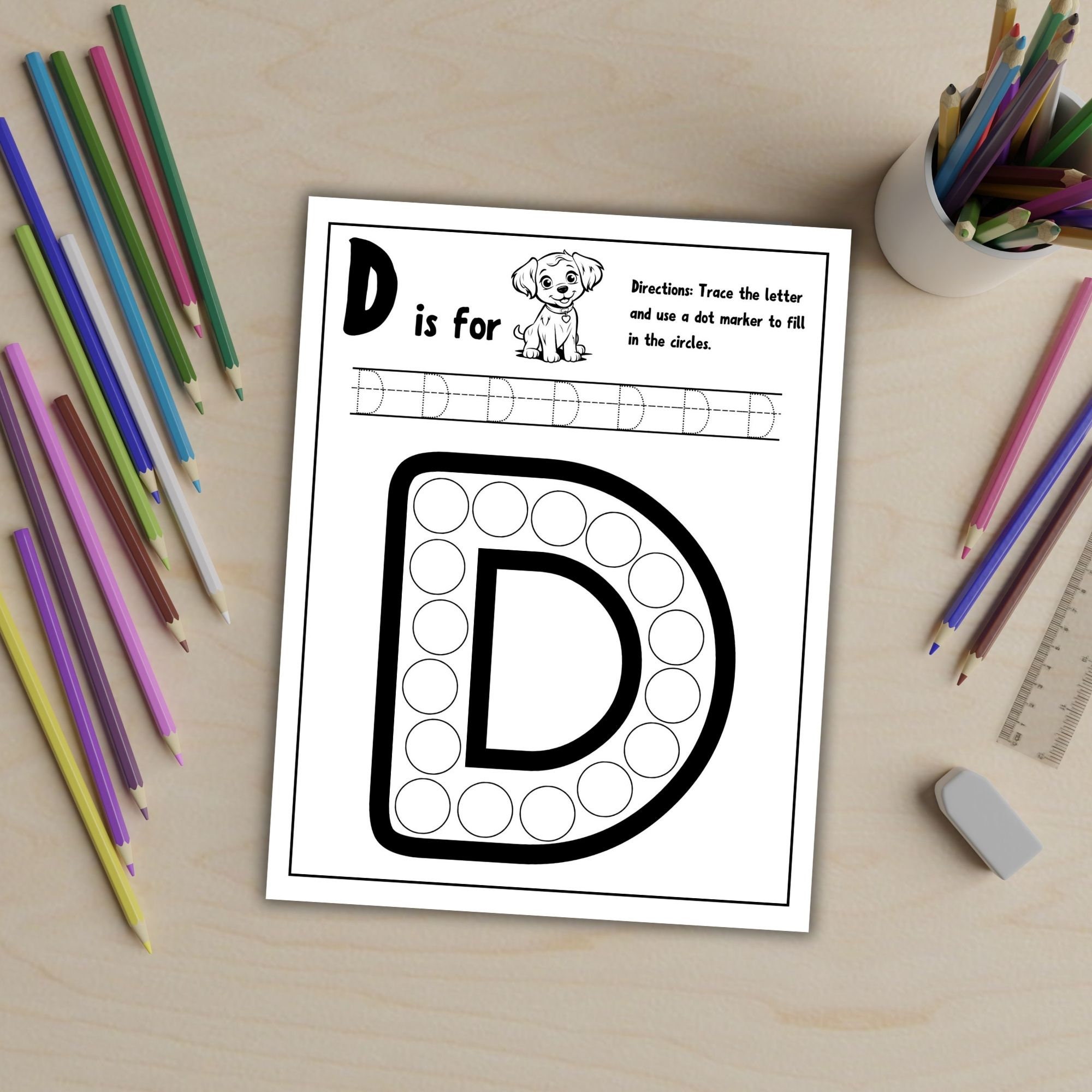 Alphabet & Number Dot Marker Worksheets, Homeschool Printable ...