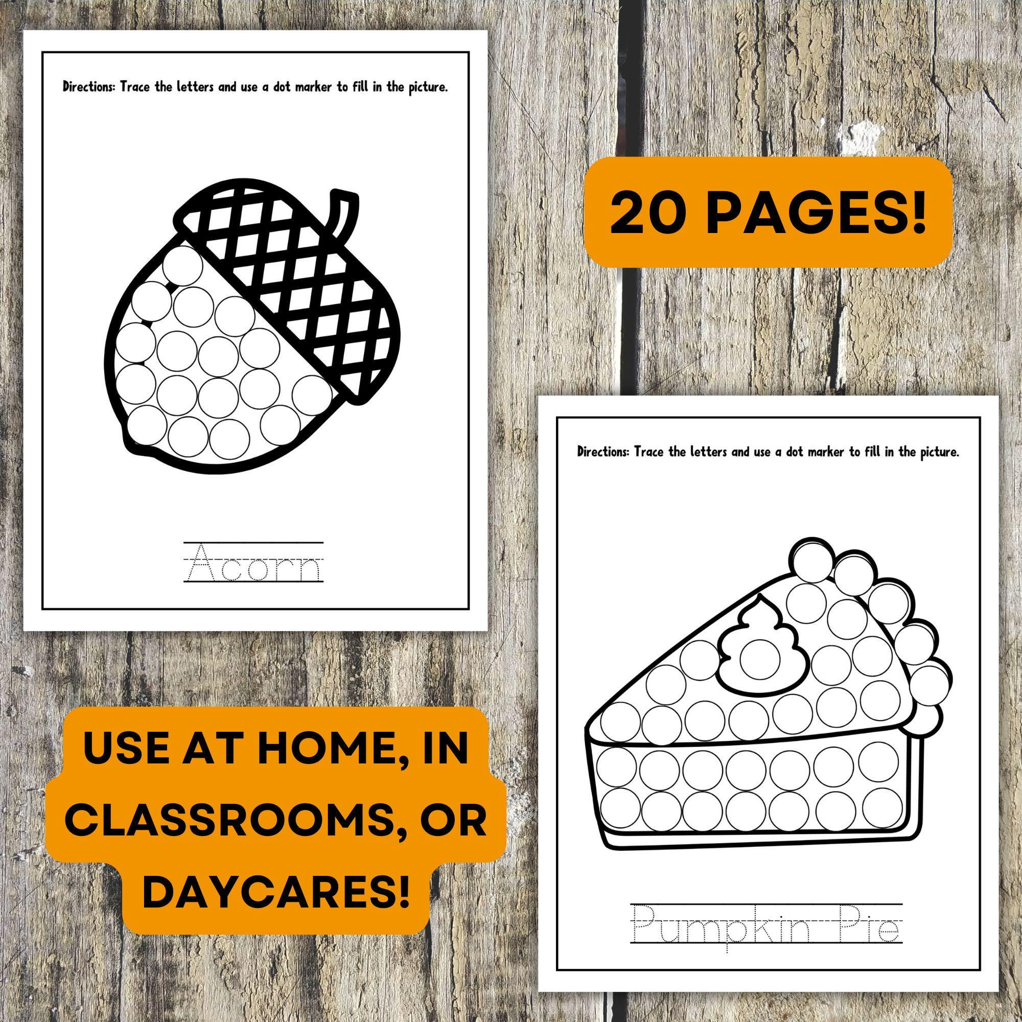 Thanksgiving Printable Dot Marker Worksheets for Kids, Thanksgiving ...