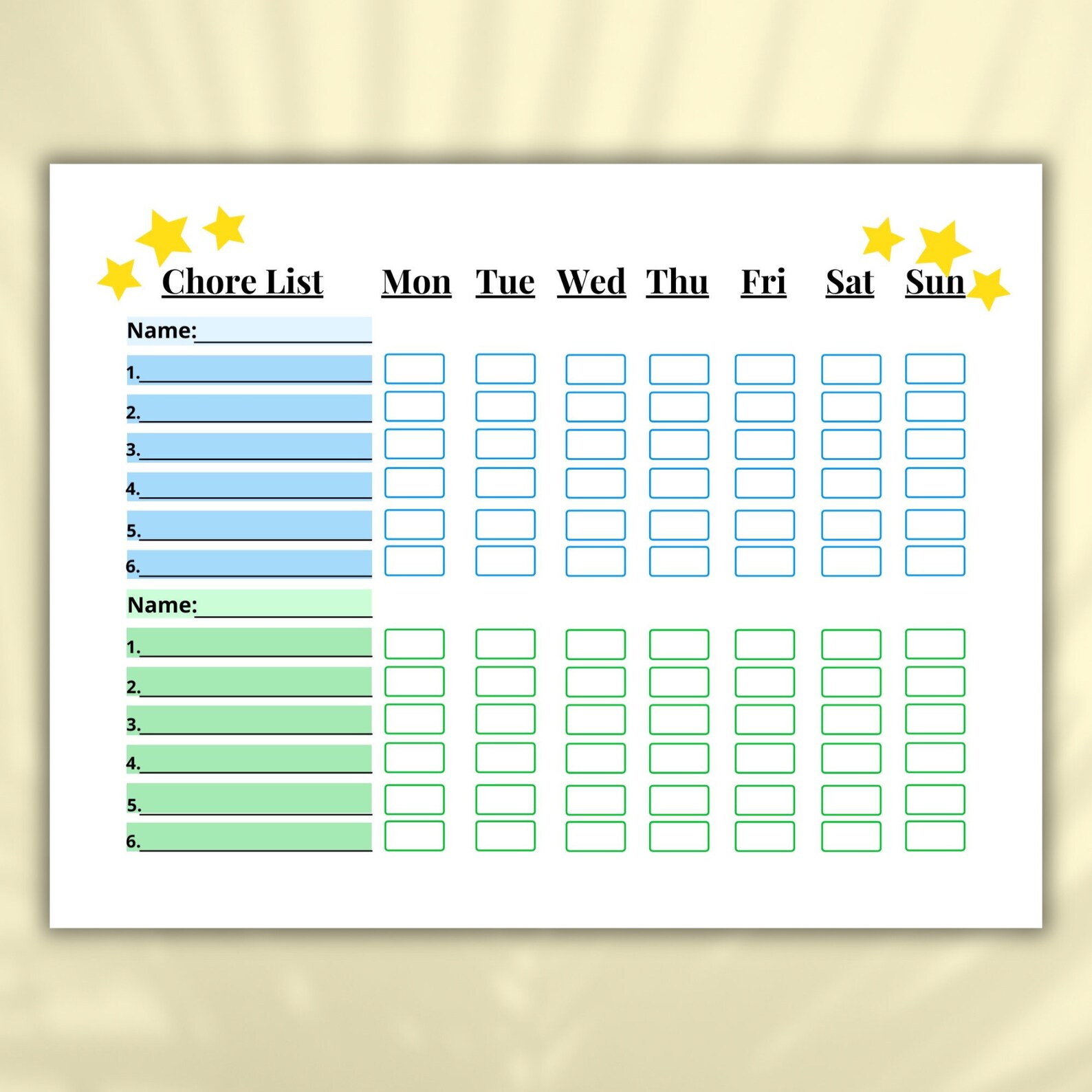 Weekly Chore Chart for 2 Kids | Printable Chore List | Multiple Kids ...