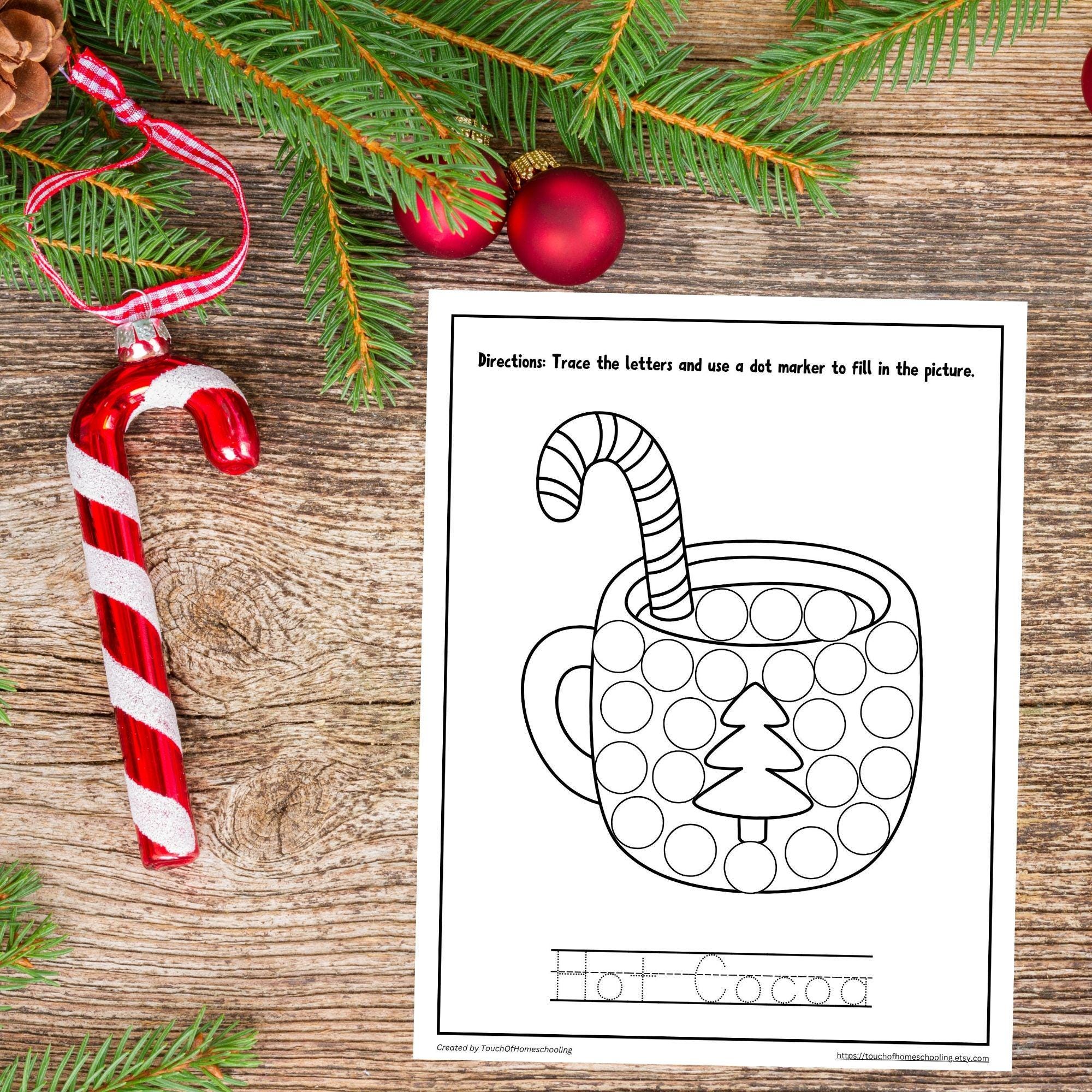 Christmas Printable Dot Marker Worksheets for Kids, Christmas Activity ...