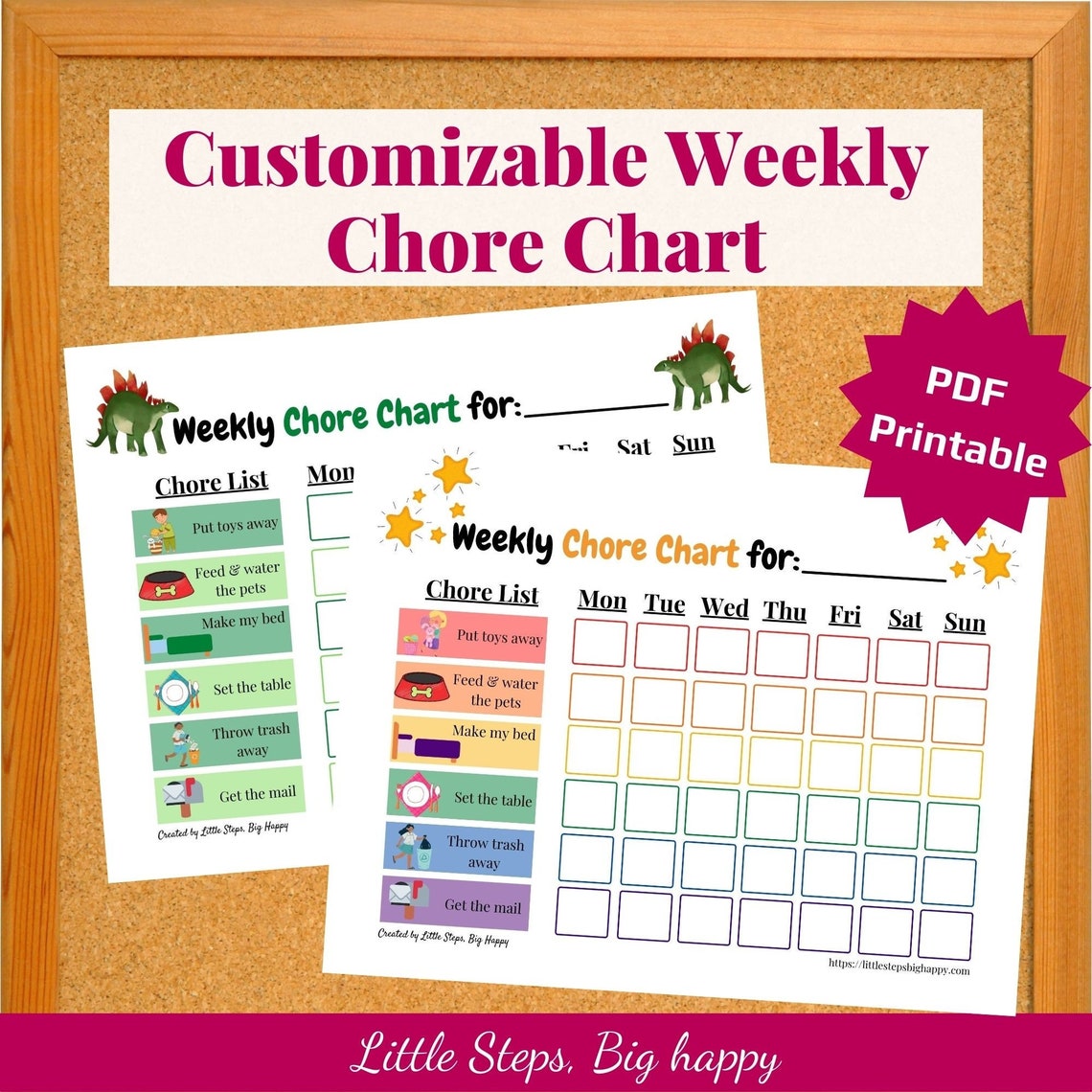 Customizable Printable Weekly Chore Chart for Kids Chore | Etsy