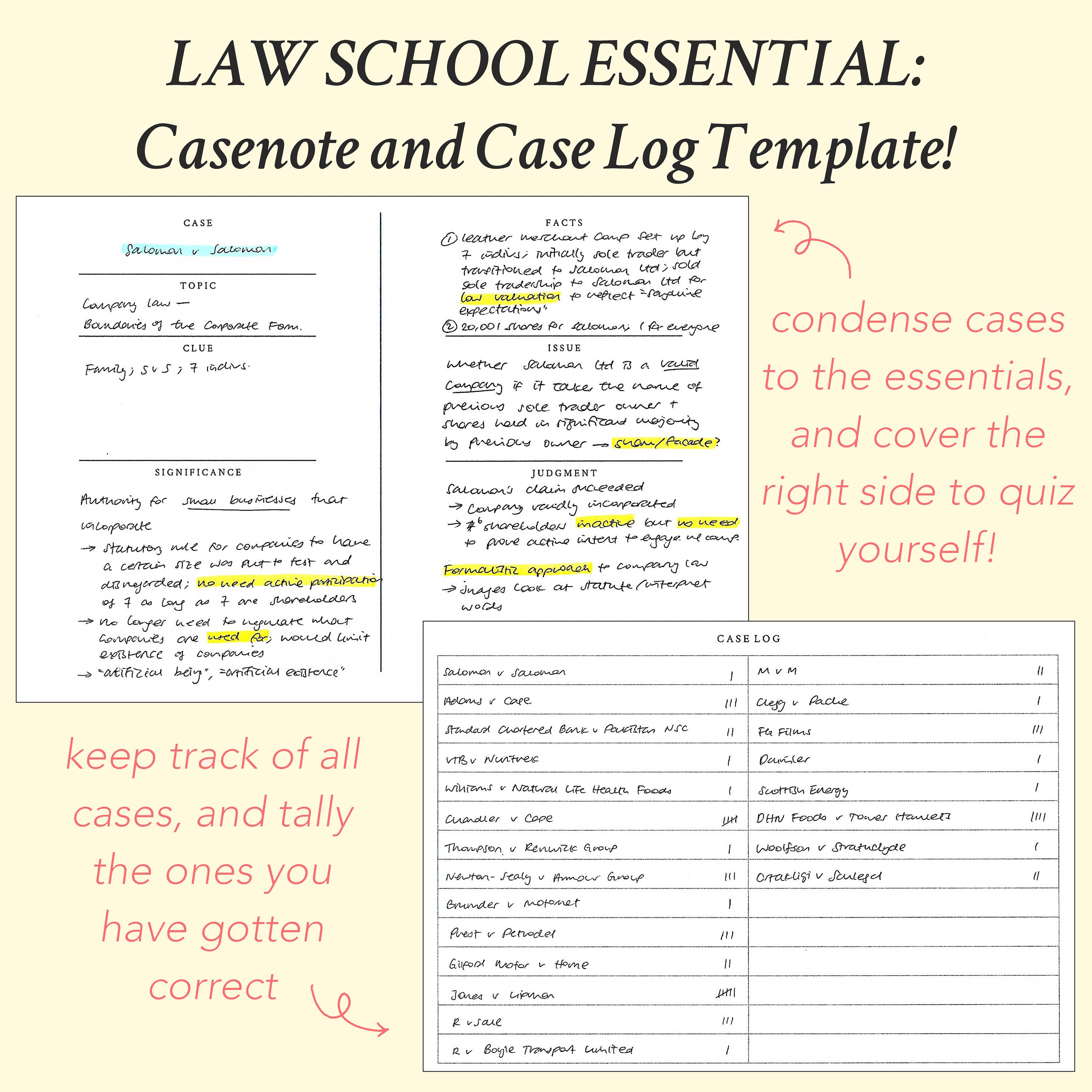 LLB Law Exam Case Note Digital Notebook Template Perfect for - Etsy UK