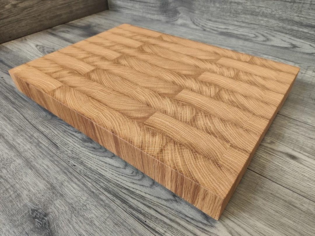 Oak End Grain Chopping Board - Full 2 Inches Thick - Beautiful Natural ...