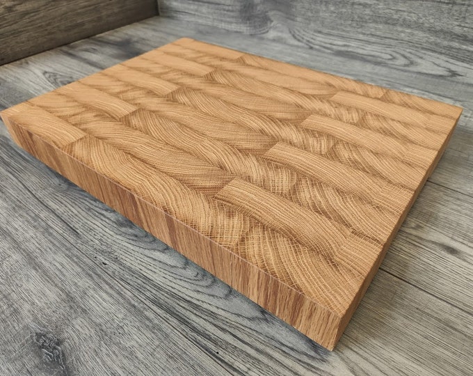 Oak End Grain Chopping Board - Full 2 Inches Thick - Beautiful Natural ...