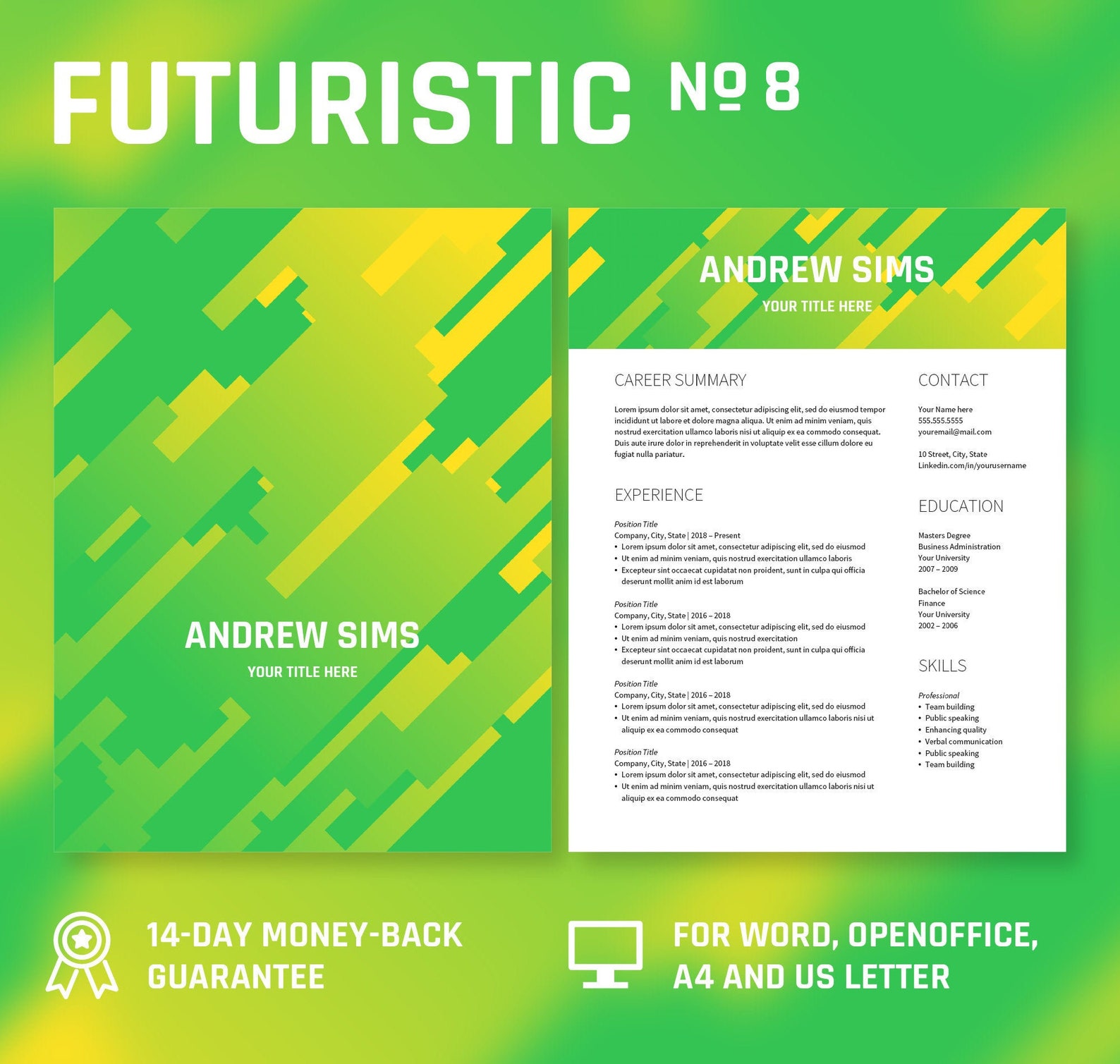 Futuristic And Modern Resume Template For Word And Open Office Cv - Riset