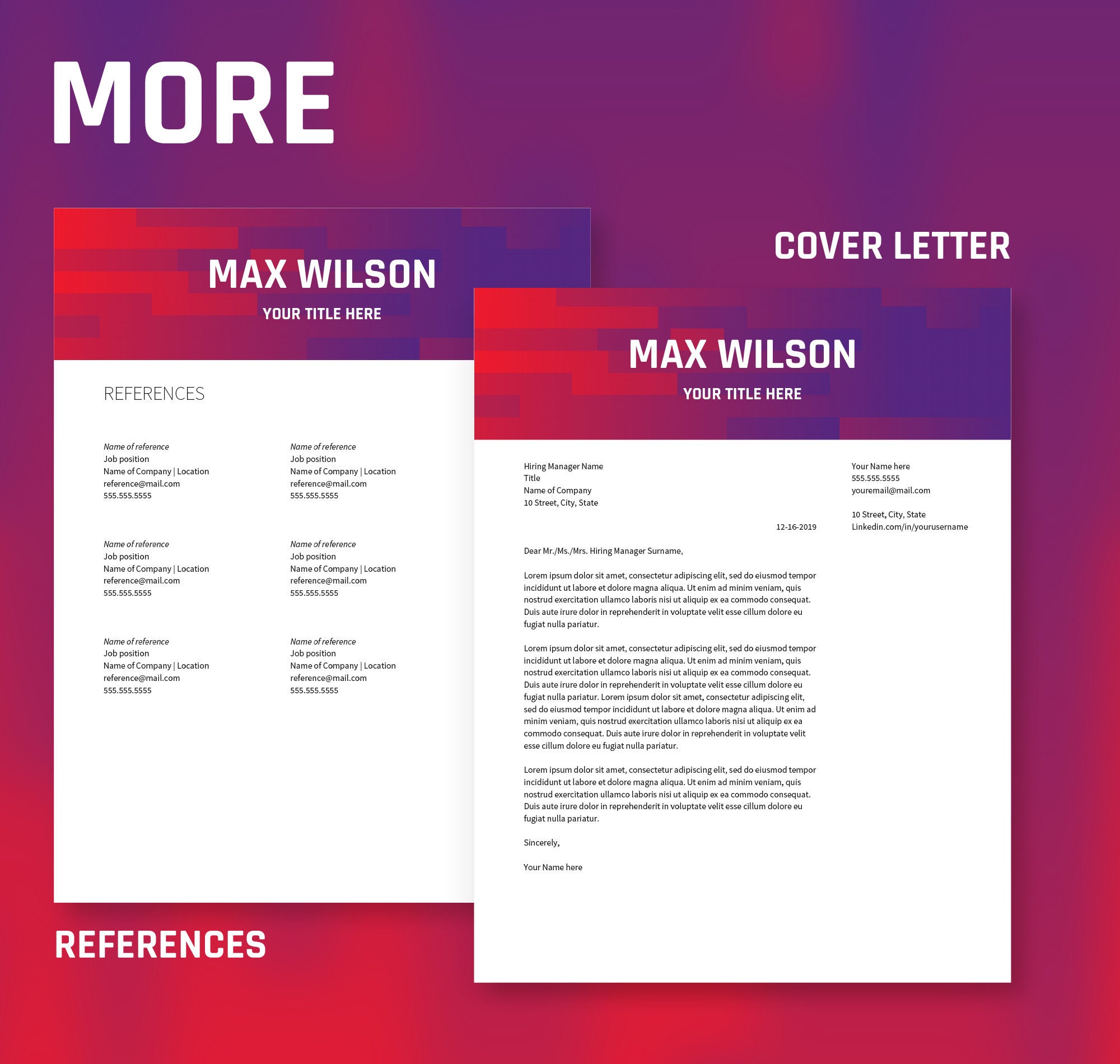 Futuristic and Modern Resume Template for Word and Open Office | Etsy