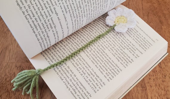 Crochet Daisy Bookmark Knit Flower Bookmark Crochet | Etsy