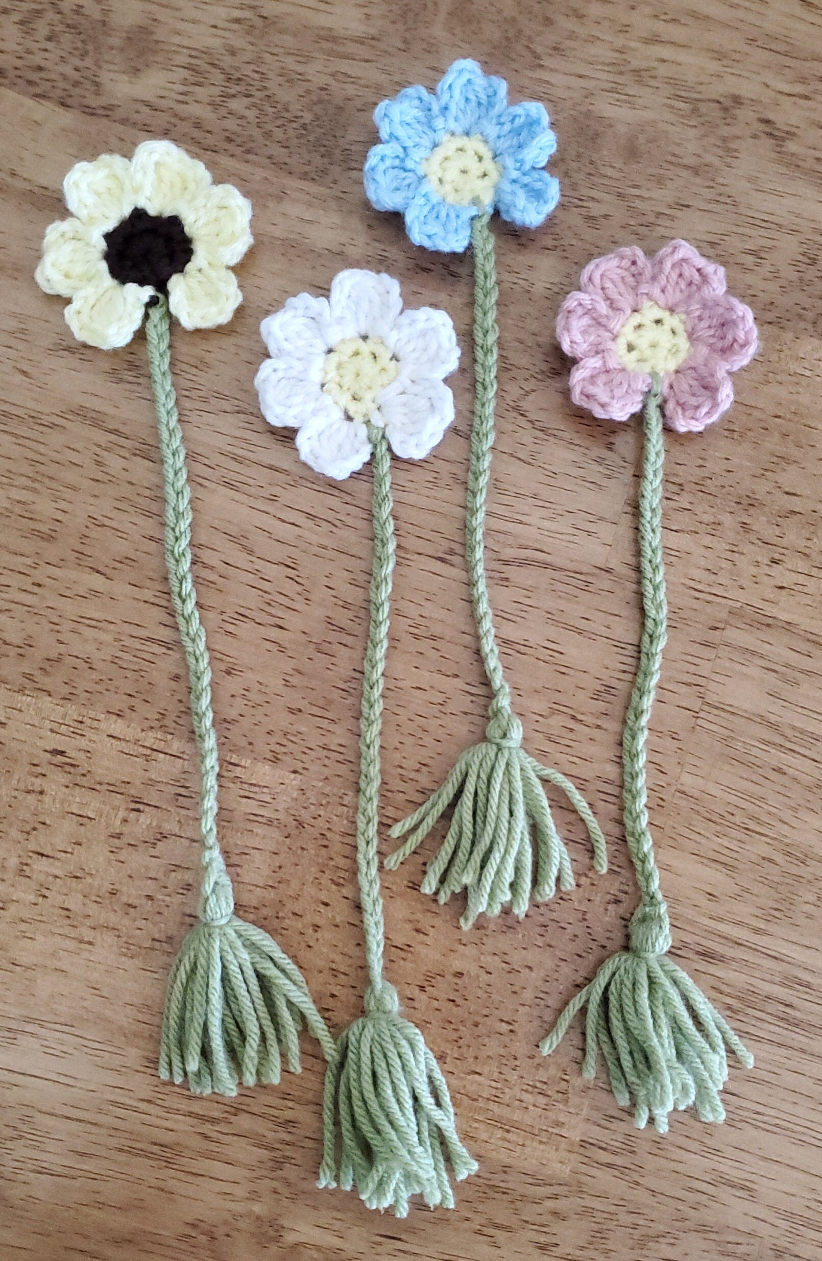 Crochet Daisy Bookmark - Knit Flower Bookmark - Crochet Sunflower ...