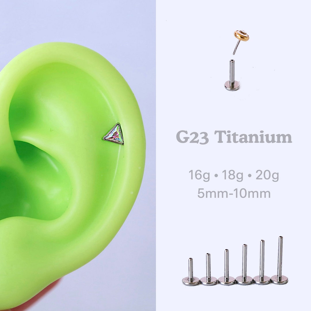 Implant Grade Titanium 20g/18g/16g Iridescent Triangle Cz Stud Flat ...