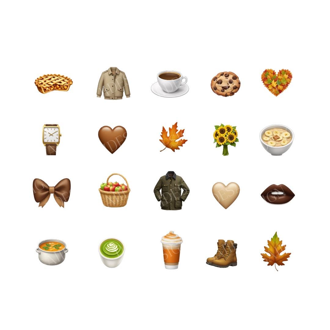 Emojis, Digital Sticker Cozy Autumn Emojis for Ios 18, 40 Autumn Themed ...