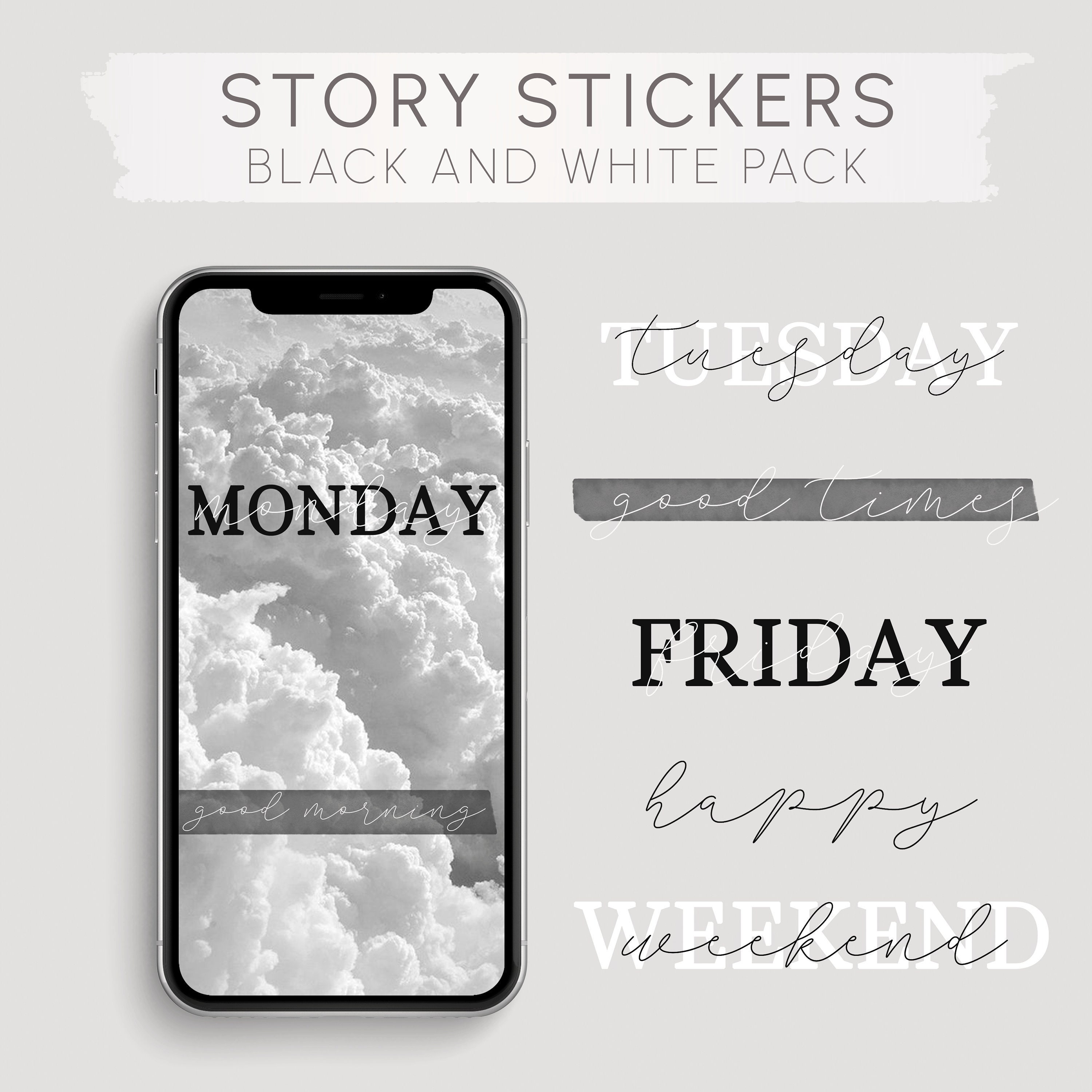 Story Sticker English Black and White, Instagram Story Sticker, Daily ...