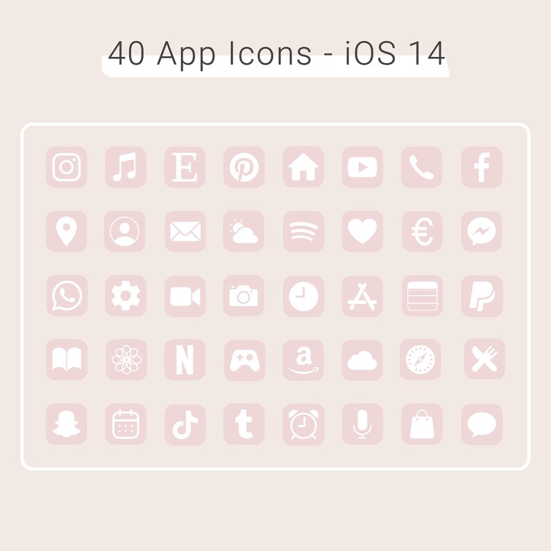 IOS 14 Icons, App Icons, 40 App Icons iOS14 iPhone, Widgets - Etsy.de