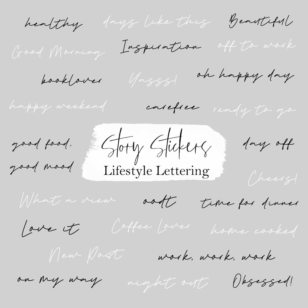 Story Sticker, Instagram Story Sticker, Lettering 45 Black, 45 White ...