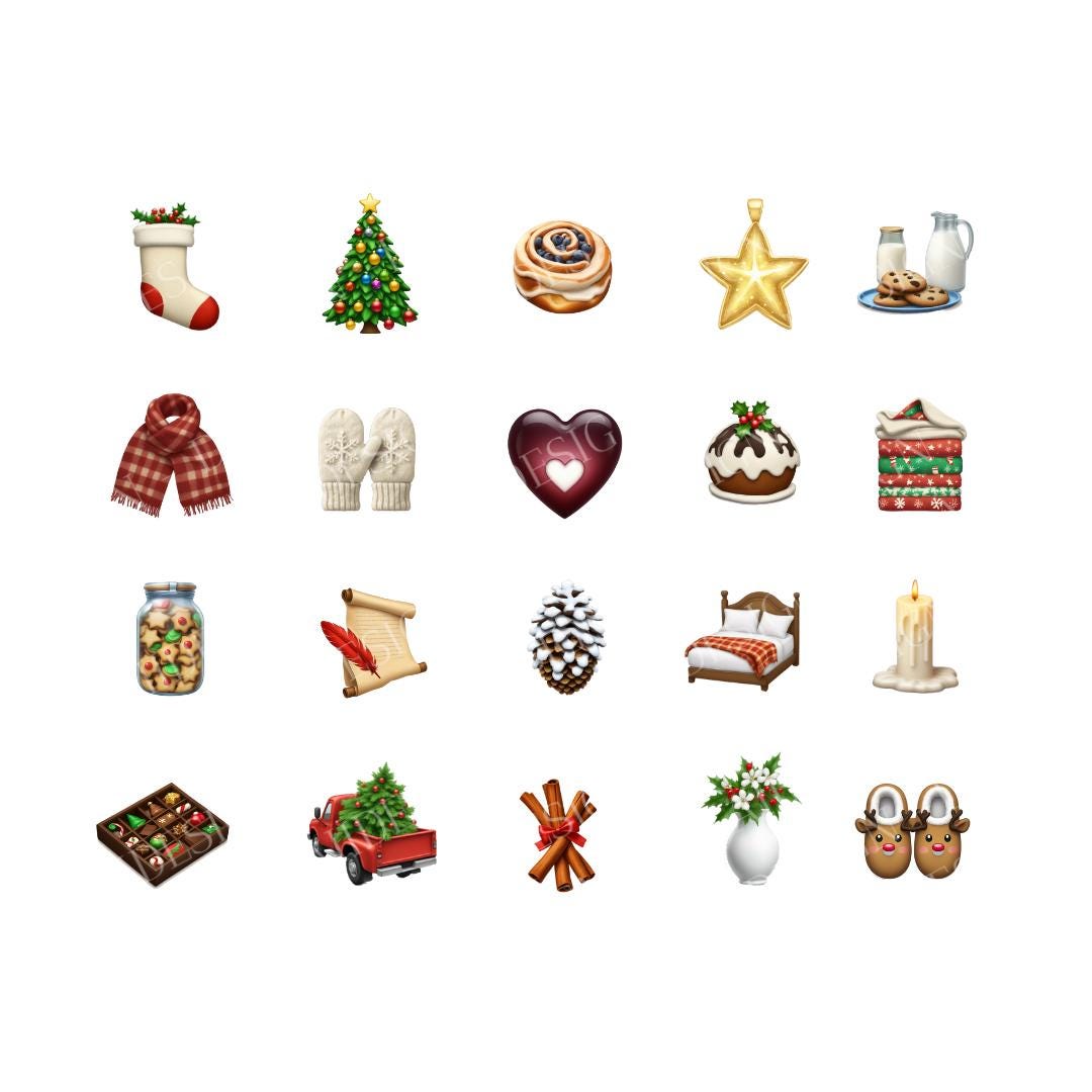 Emoji Sticker, Cozy Christmas Emojis for Ios 18, 60 Cozy Winter Themed ...