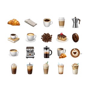 Emoji Sticker Coffee Time Emojis for Ios 18, 20 Coffee Themed Emoji ...