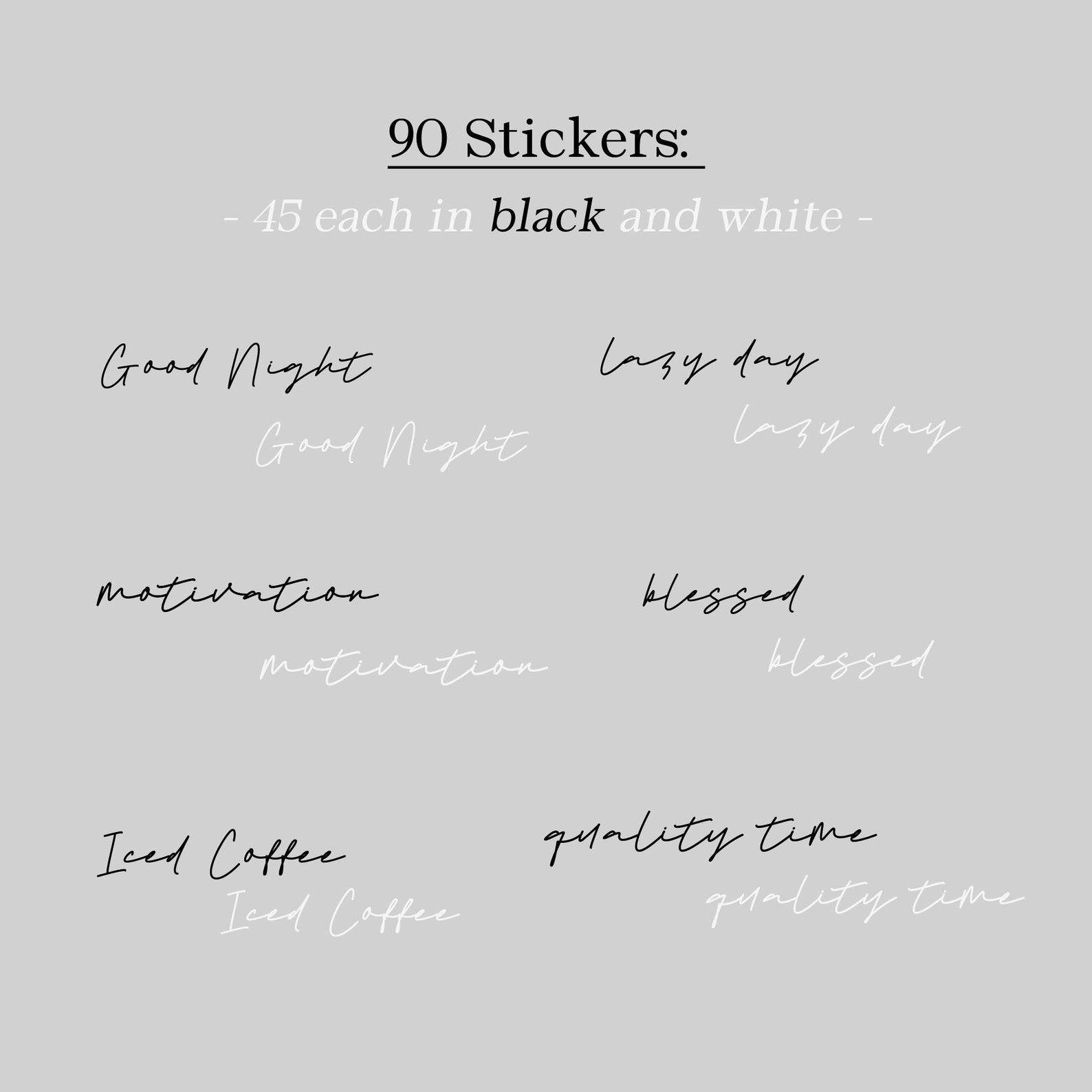 Story Sticker, Instagram Story Sticker, Lettering 45 Black, 45 White ...