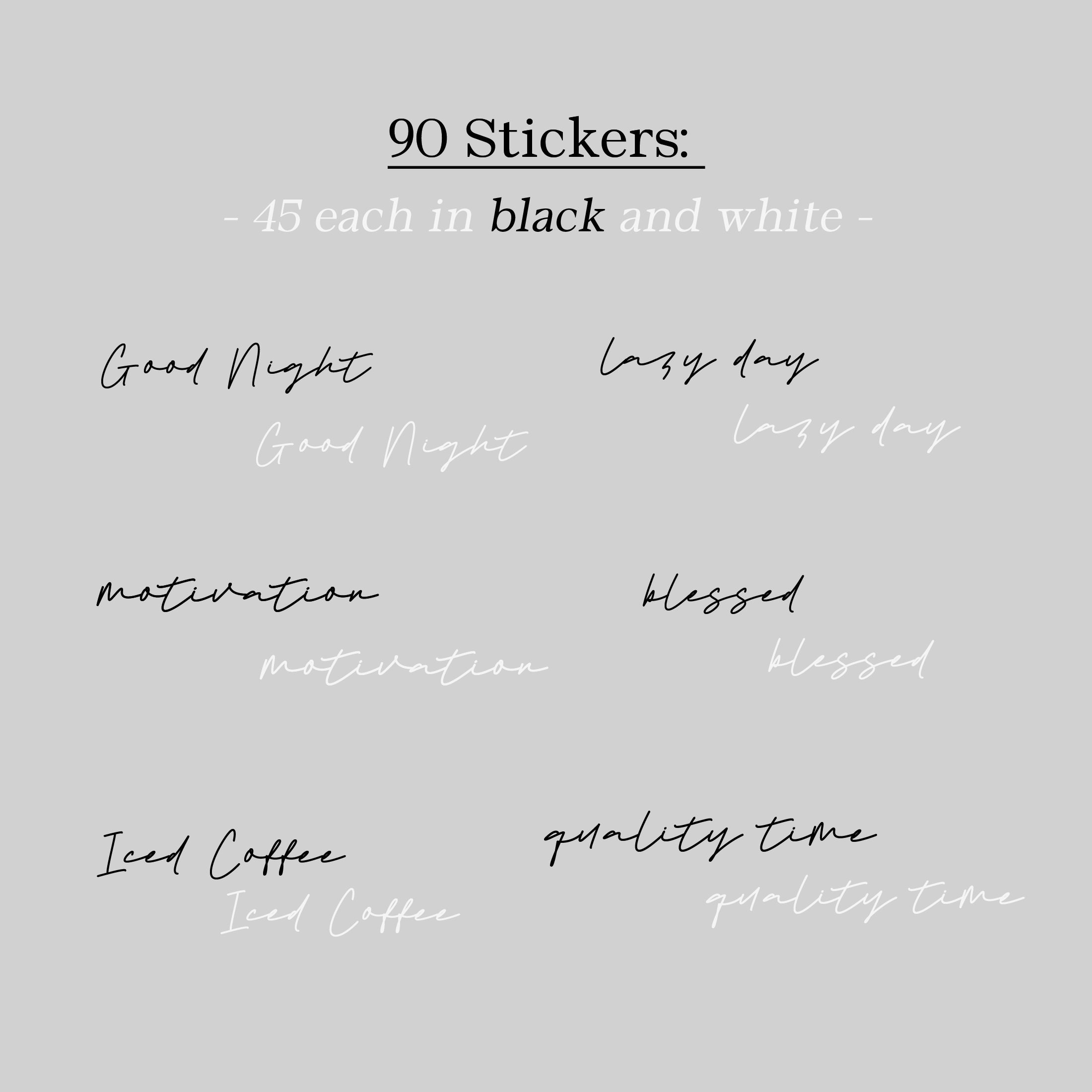 Story Sticker, Instagram Story Sticker, Lettering 45 Black, 45 White ...