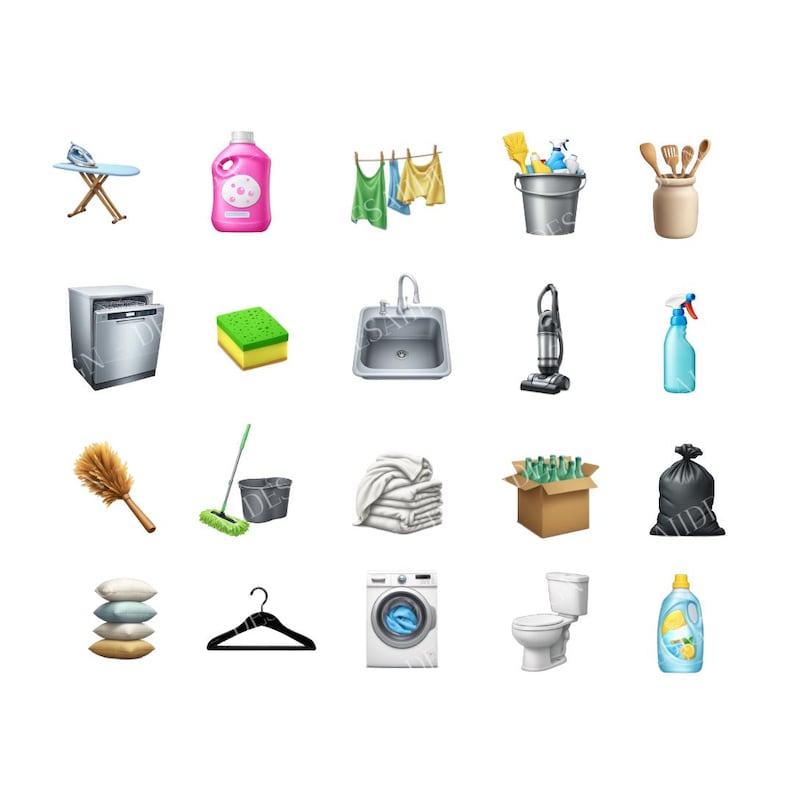 Ios 18 Emojis, House Chores Emojis for Ios 18, 40 Chores Themed Emoji ...