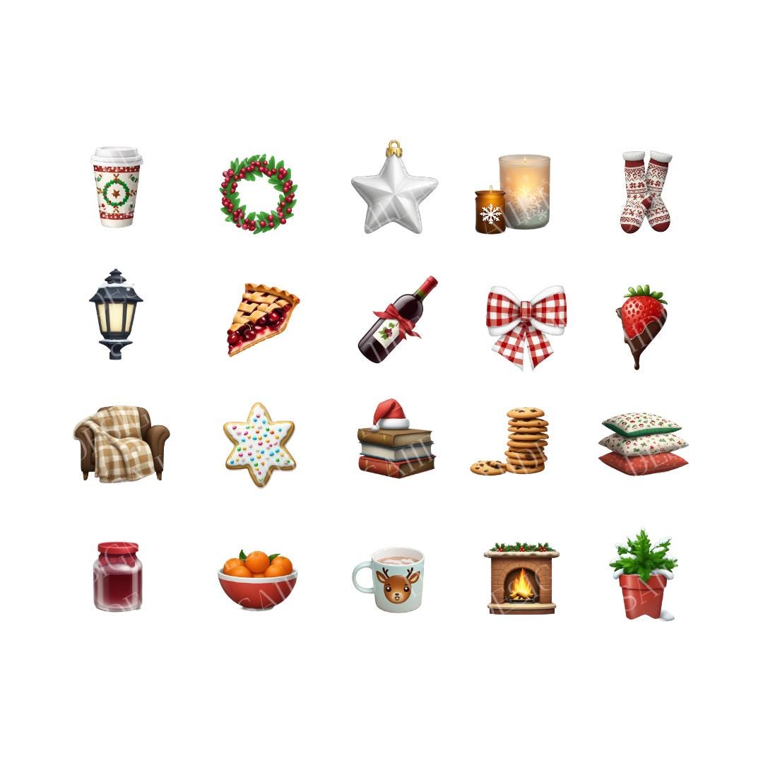 Emoji Sticker, Cozy Christmas Emojis for Ios 18, 60 Cozy Winter Themed ...