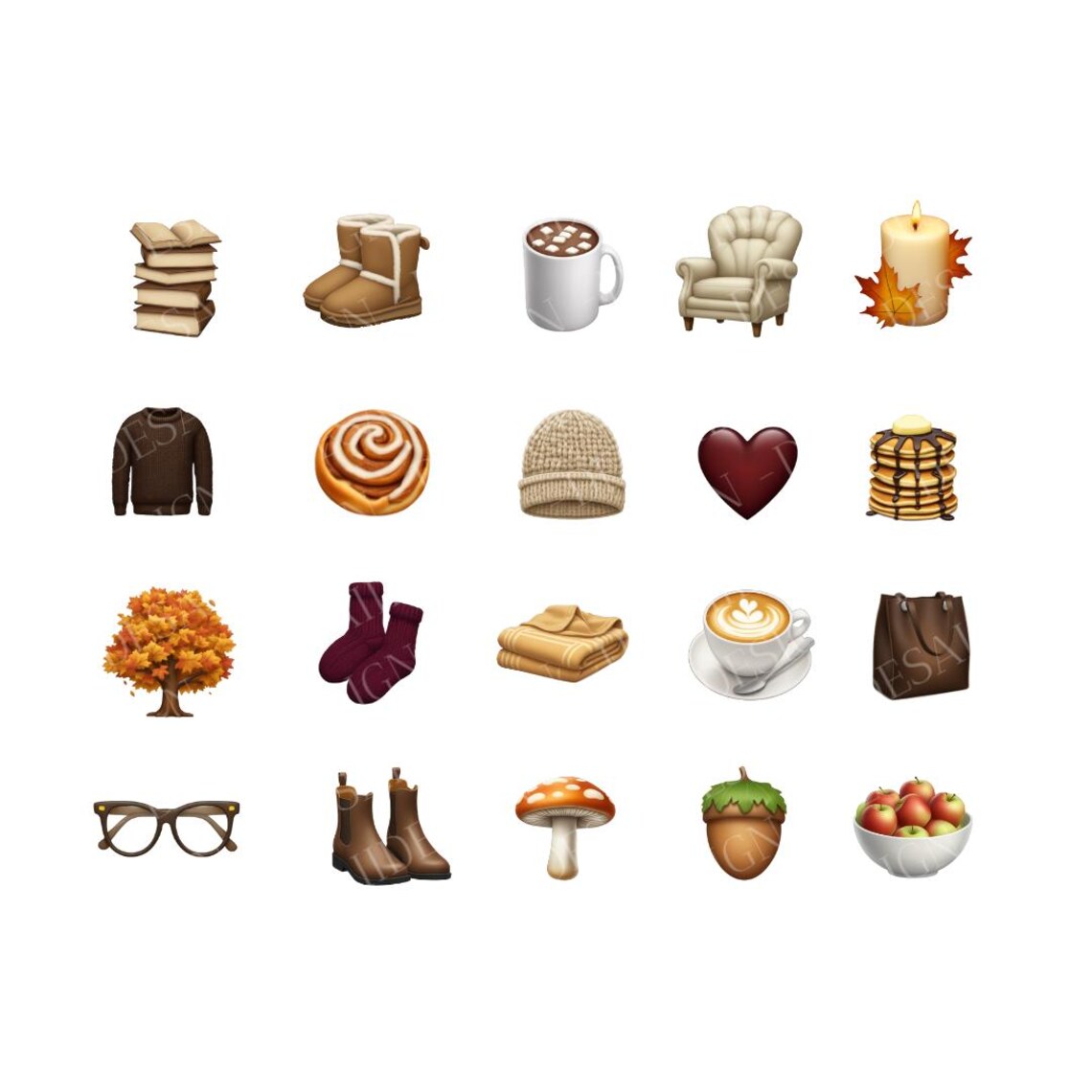 Emojis, Digital Sticker Cozy Autumn Emojis for Ios 18, 40 Autumn Themed ...