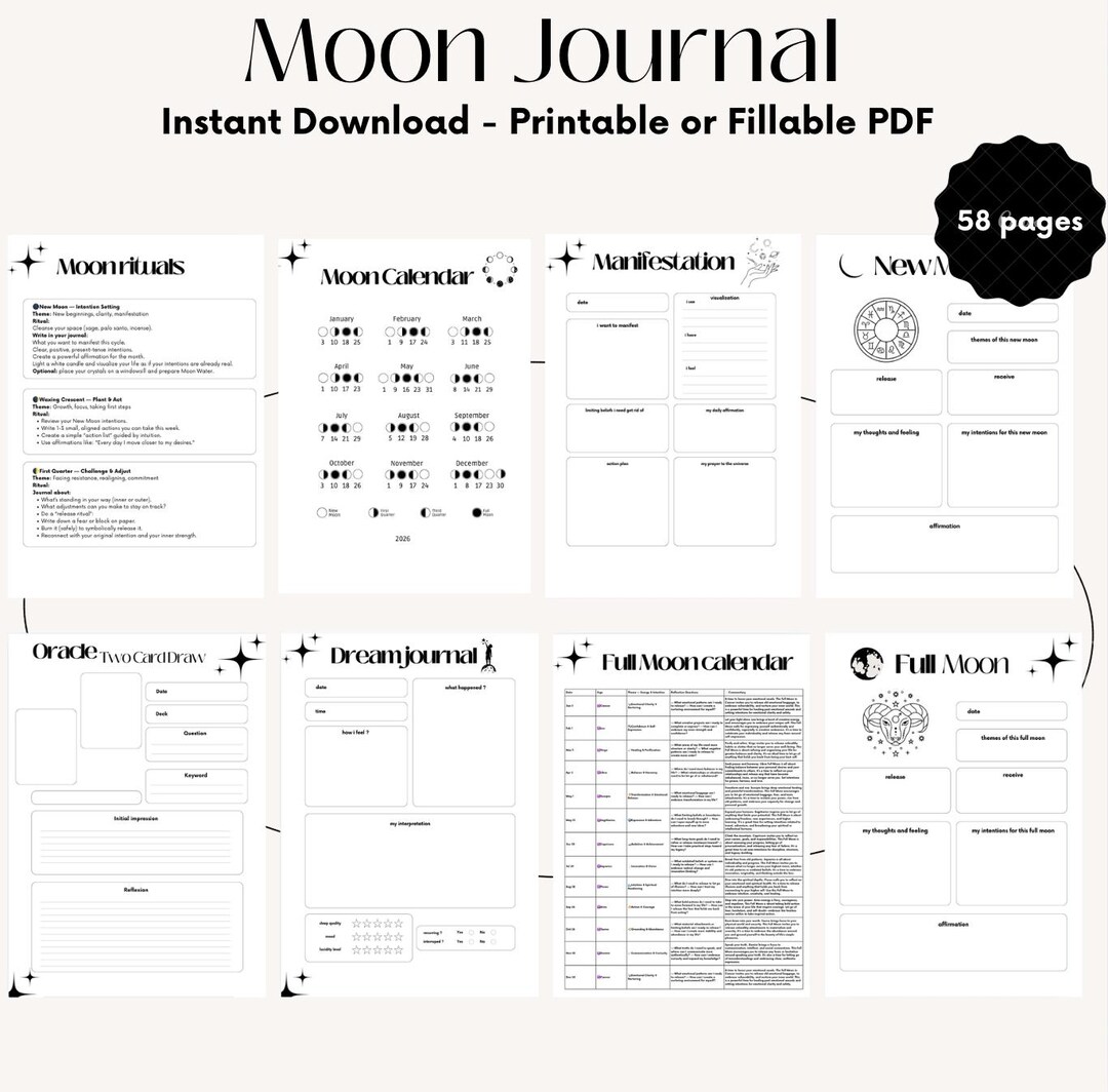 2026 Moon Journal | Lunar Phases Planner | Manifestation and Astrology ...