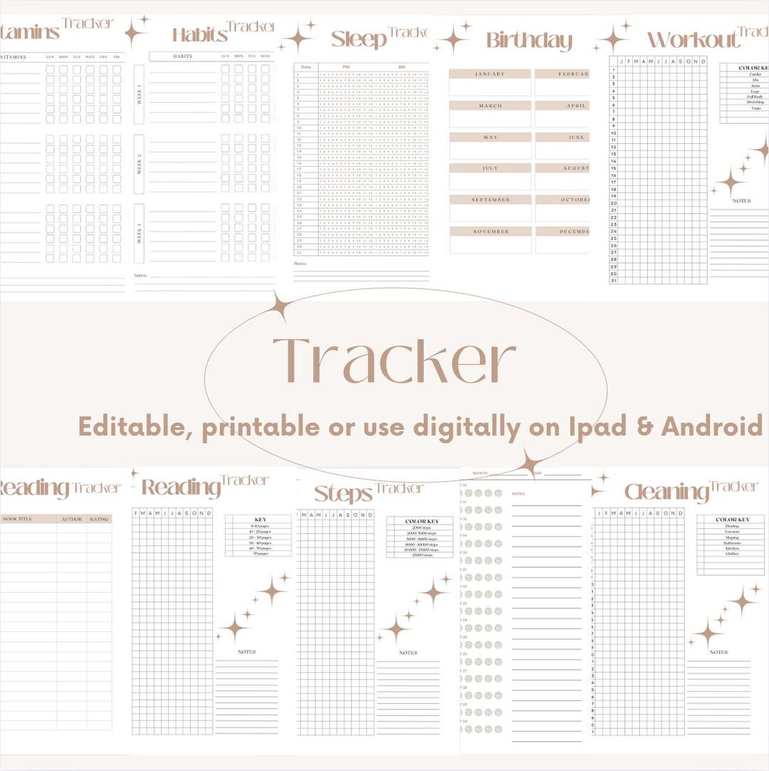 Bullet Journal Tracker, Printable, 2025, Habit Tracker, Pdf, Self Care ...