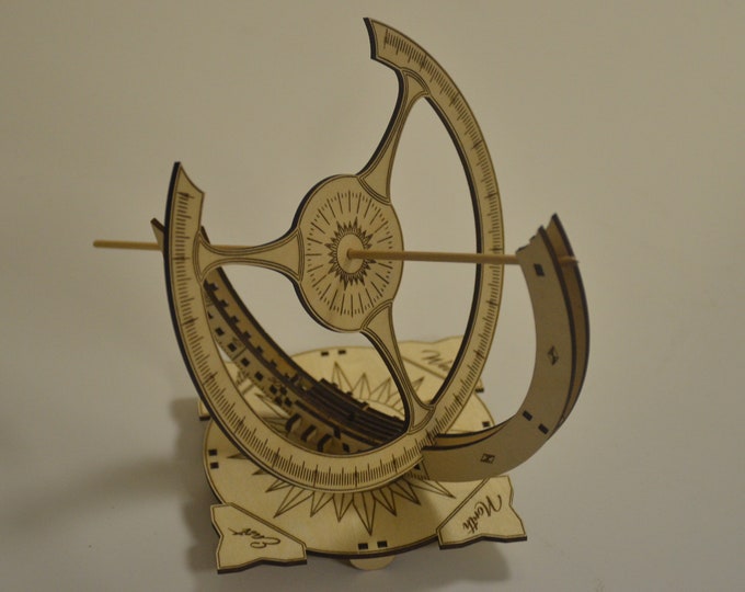Laser Cut Mechanical Sundial 3D Model SVG Glowforge Wood Sundial Files ...