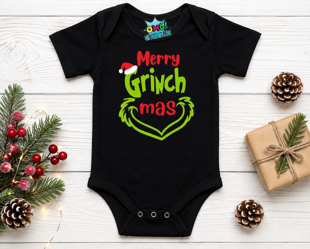 Baby Grinch Christmas Bodysuit, Merry Grinchmas Baby Outfit, Funny ...