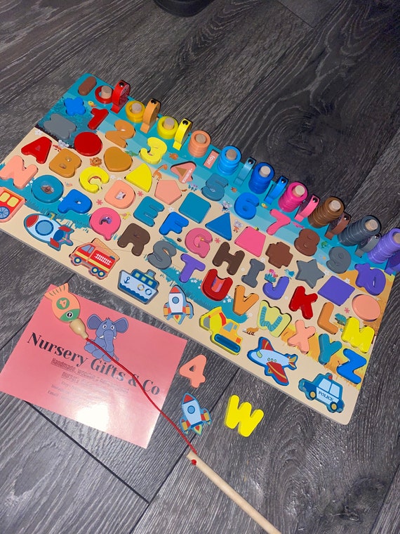 Montessori math game wooden puzzle baby toddler gift birthday Nordic ...