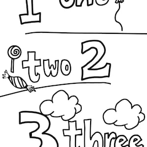 Number Learning 1-10 Coloring Pages Fun for Kids - Etsy