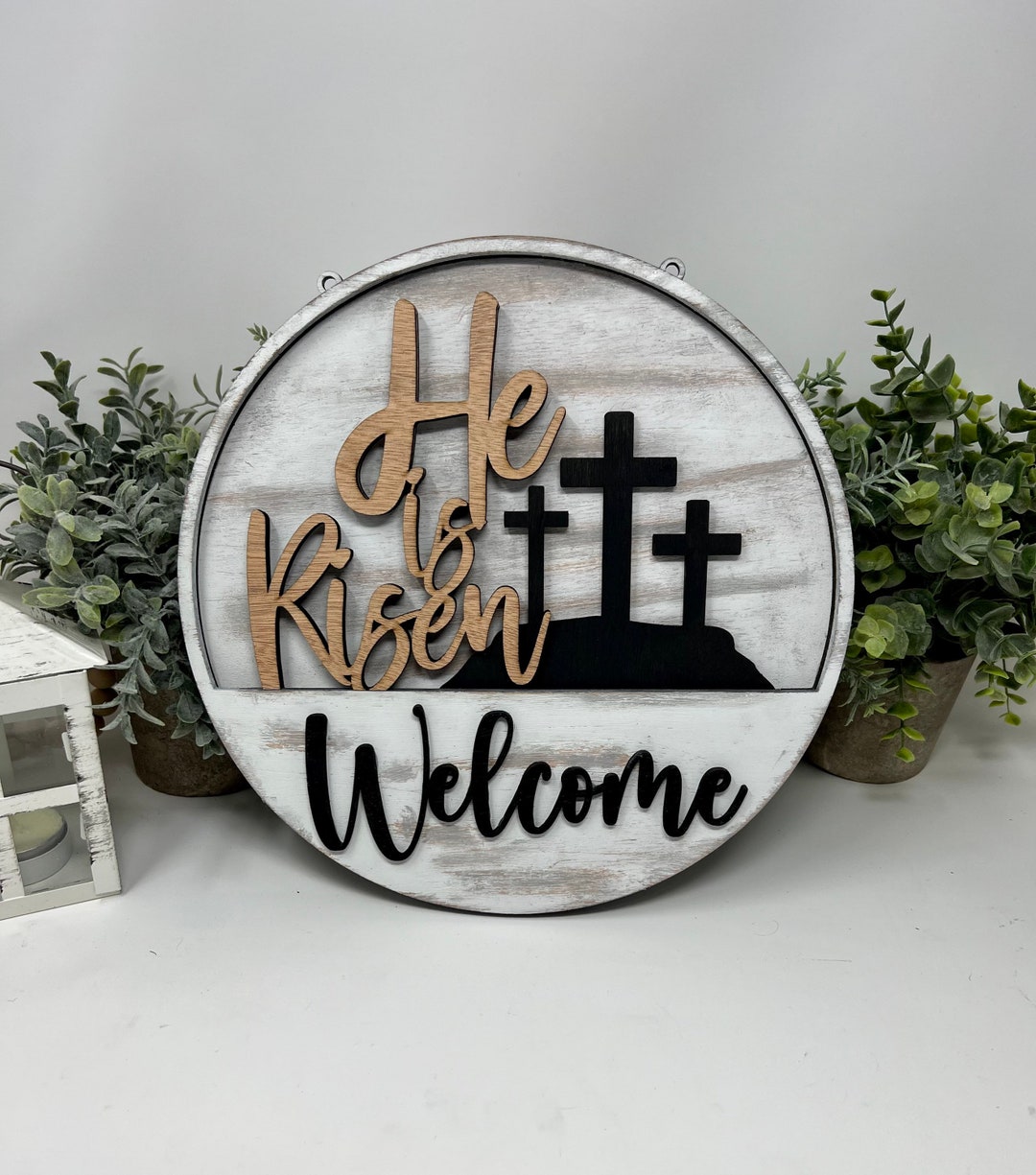 He is Risen Welcome Front Door Sign / Jesus / Easter / Worship / Cross ...