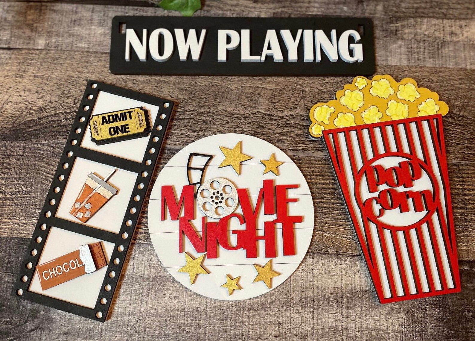 Movie Theater Popcorn Interchangeable Wooden Wagon Tray Decor - Etsy