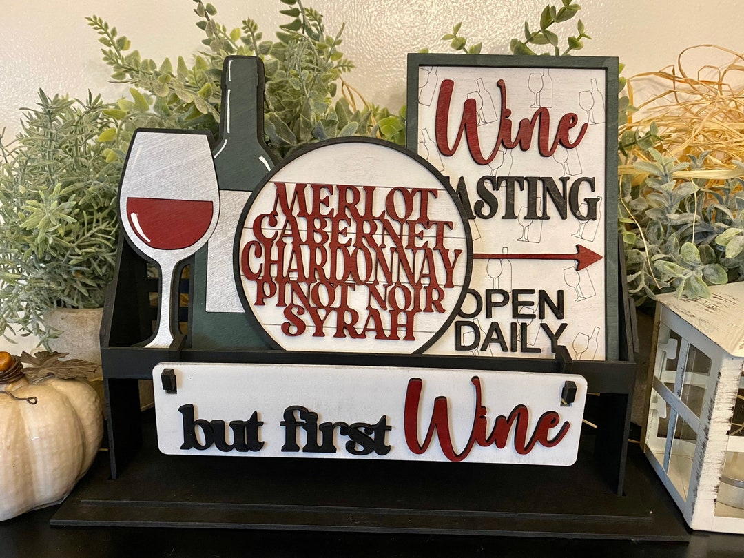 But First Wine Interchangeable Wagon Decor / Wooden Wagon / Wine Glass ...