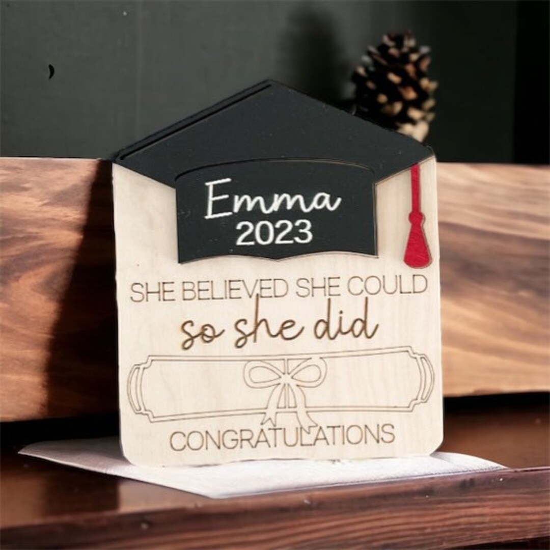 Custom Wood 2023 Graduation Gift Card Holder / Gift Card Envelope ...