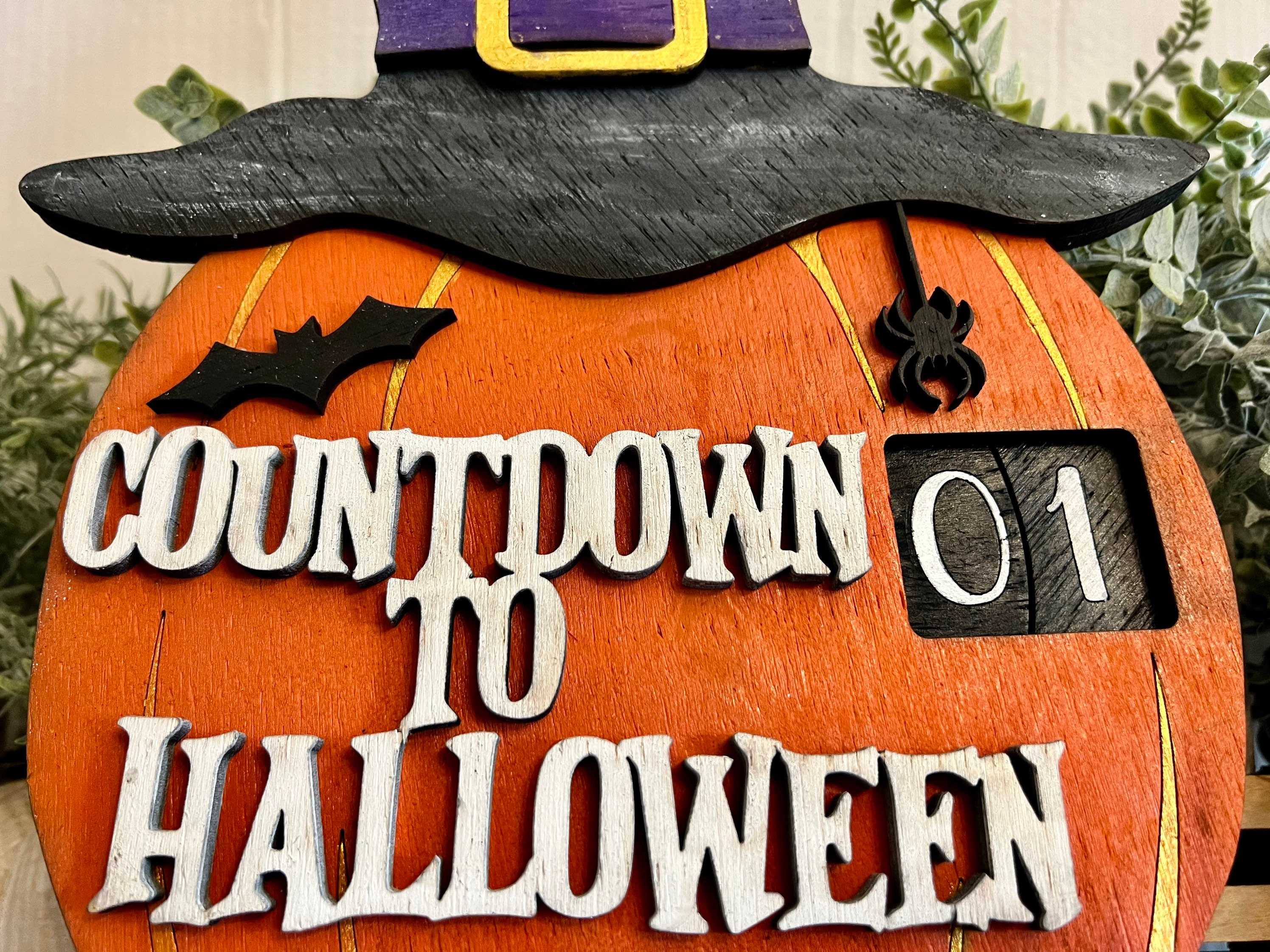 Pumpkin Countdown to Halloween / Witch / Halloween Decor / - Etsy