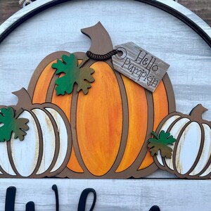 Hello Pumpkins / Leaves / Thanksgiving / Welcome Front Door Sign / Wooden Decor / Farmhouse ...