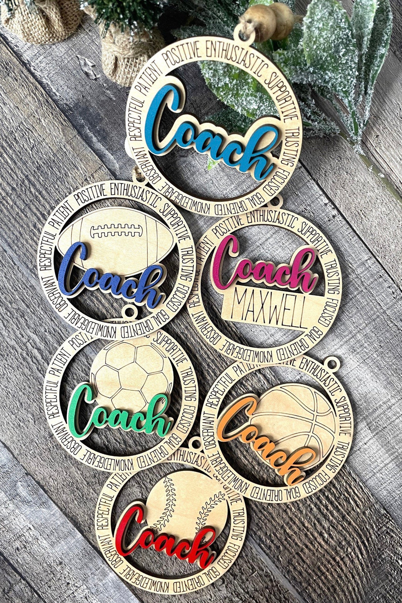 Coach Sports Coach Farmhouse Style Wood Christmas Ornament - Etsy
