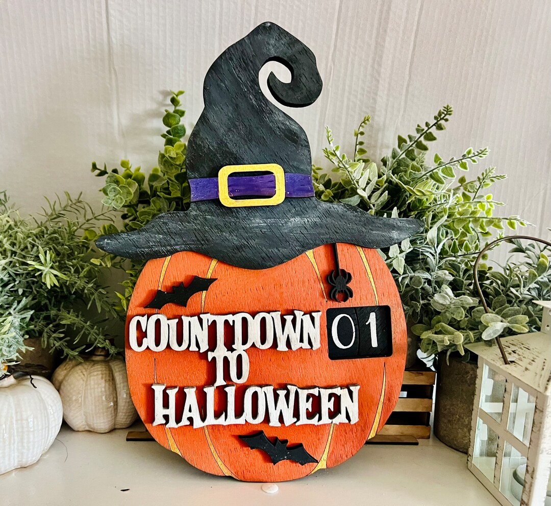Pumpkin Countdown to Halloween / Witch / Halloween Decor / Spiders ...
