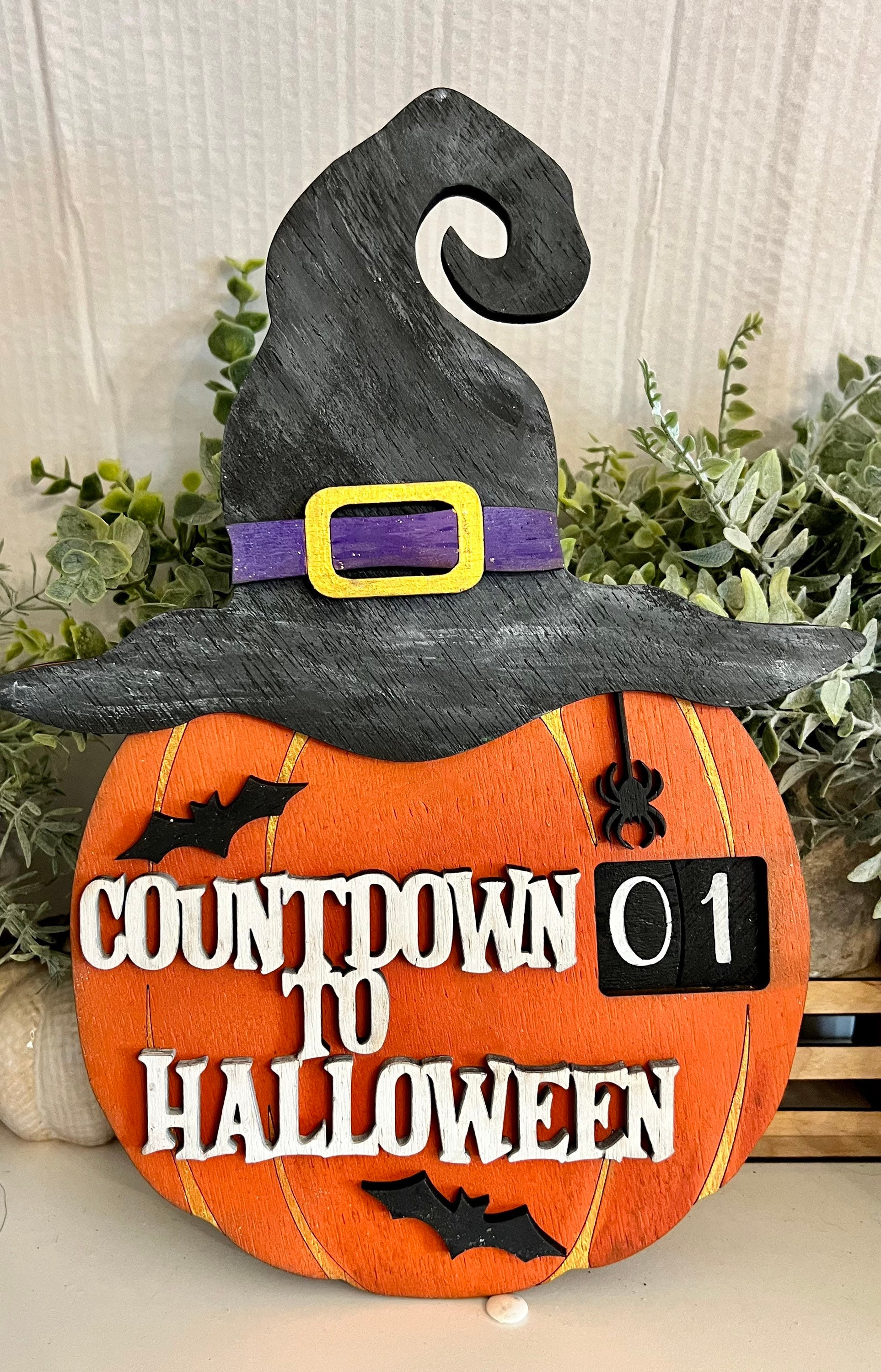 Pumpkin Countdown to Halloween / Witch / Halloween Decor / - Etsy