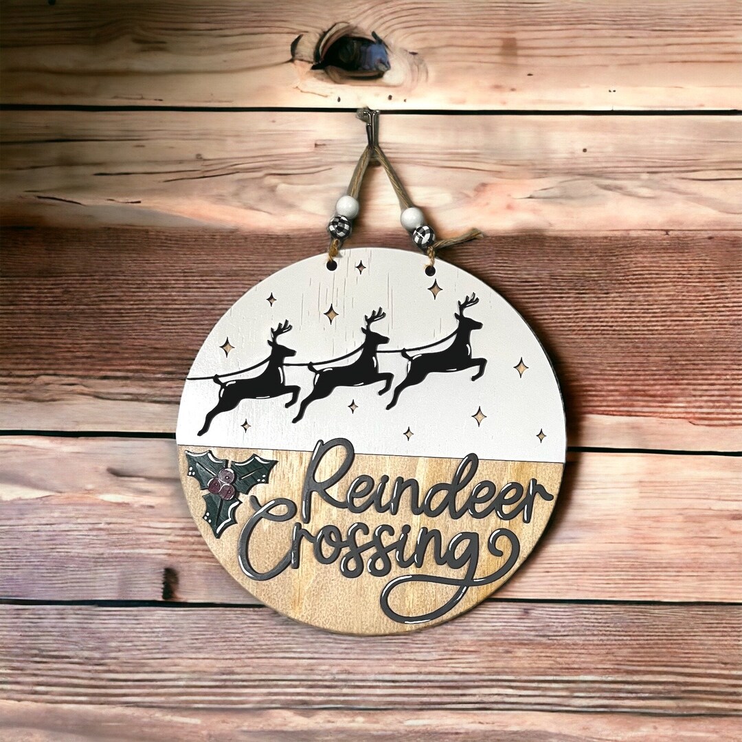 Reindeer Crossing Merry Christmas Elf Gnome / Christmas Lights Welcome ...