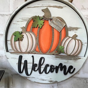 Hello Pumpkins / Leaves / Thanksgiving / Welcome Front Door Sign ...
