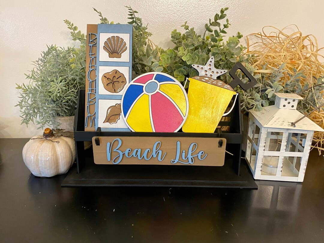 Beach Life Interchangeable Wagon Decor / Wooden Wagon / Beach Ball ...