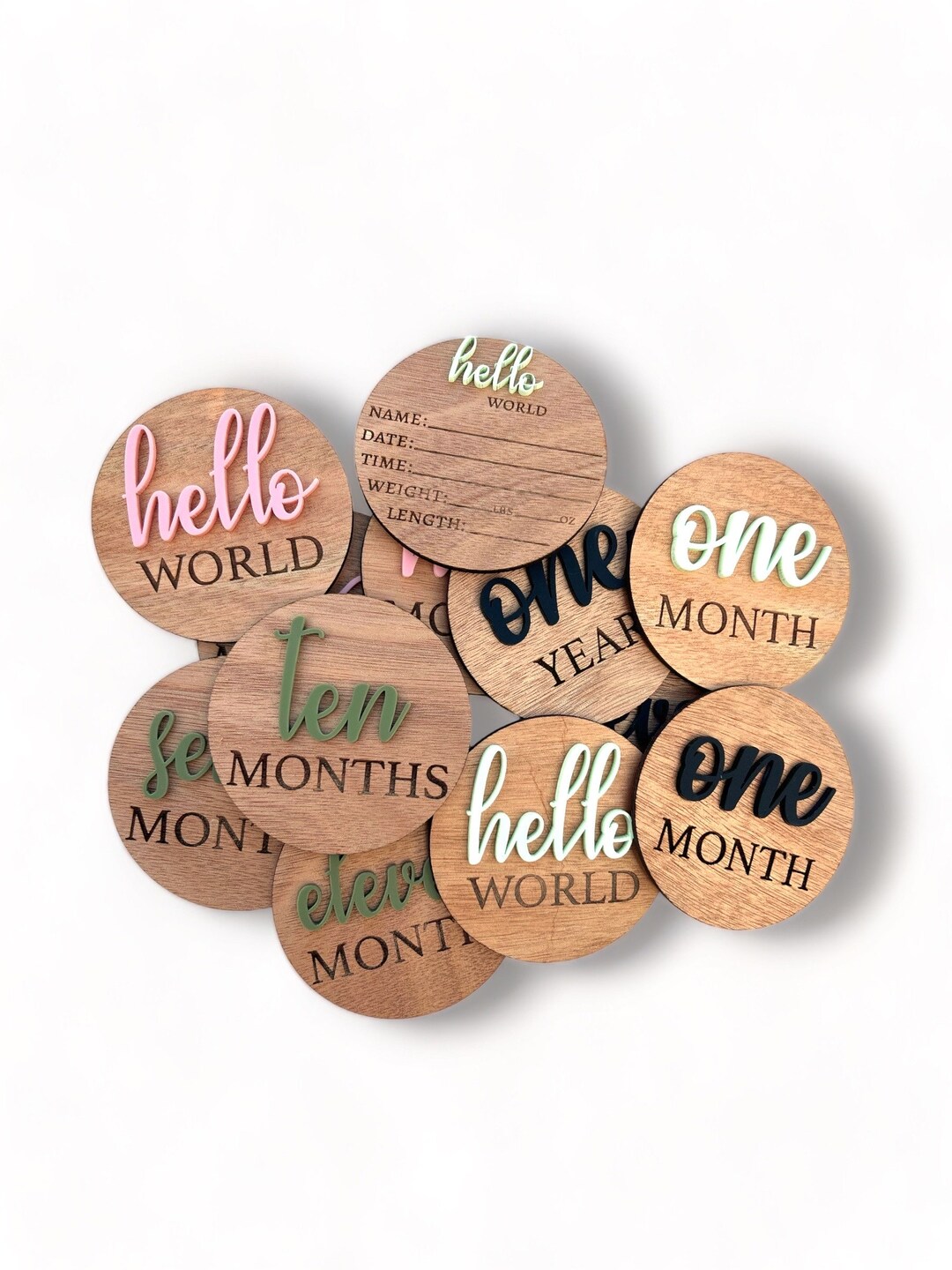 Baby Milestone Wood & Acrylic Photo Discs / Boho / Month Markers ...