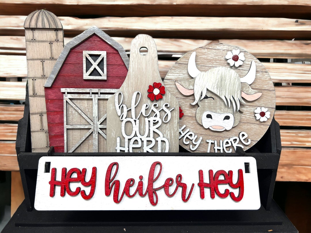 Hey Heifer Hey Interchangeable Wagon Decor / Wooden Wagon / Cow / Red ...