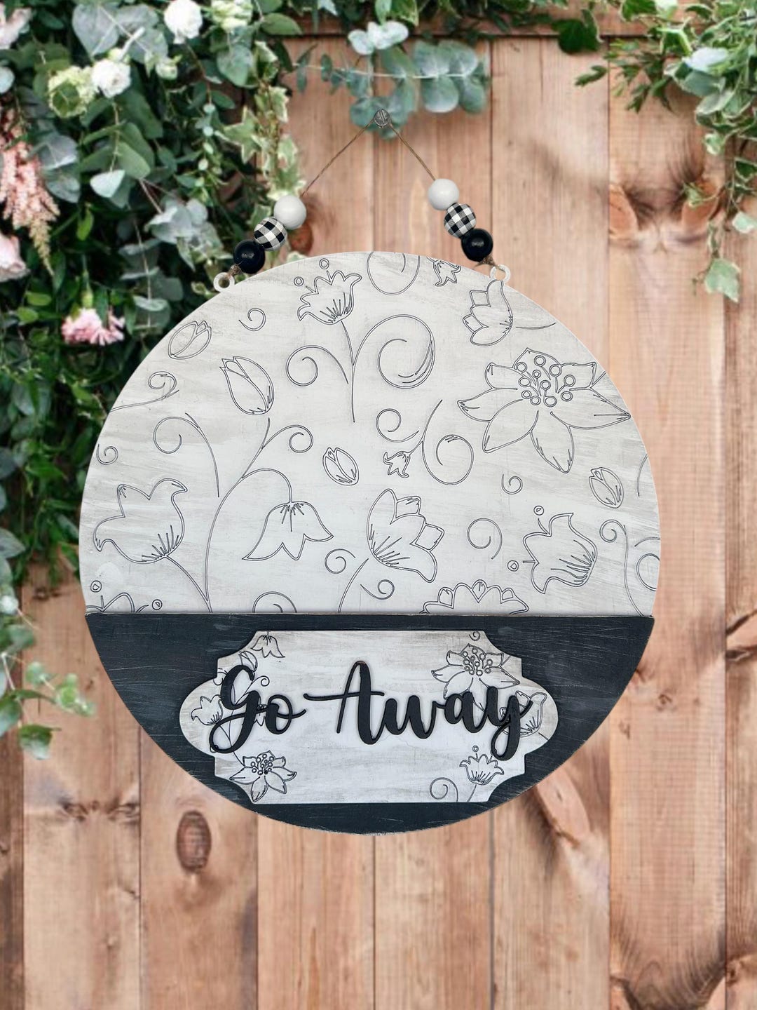 Floral Welcome Front Door Sign / Wooden Decor / Welcome Sign / Hello ...